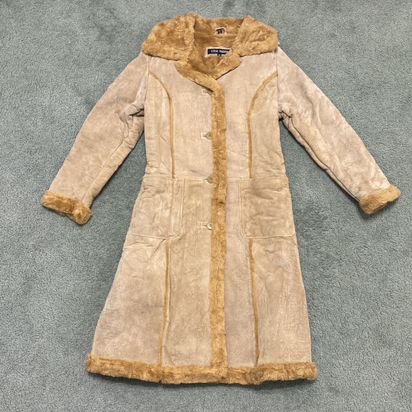 Steve Madden | Jackets & Coats | Steve Madden Tan Genuine Suede Leather Long Faux Fur Lined Coat ...